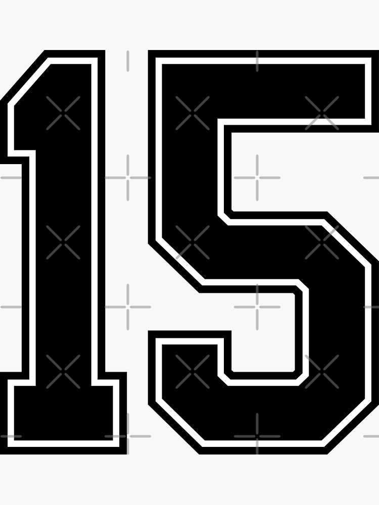 "Black Number 15 lucky sports jersey fifteen" Sticker by HeavyStyle ...