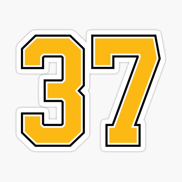 "Yellow Number 37 lucky sports jersey thirty seven" Sticker for Sale by ...