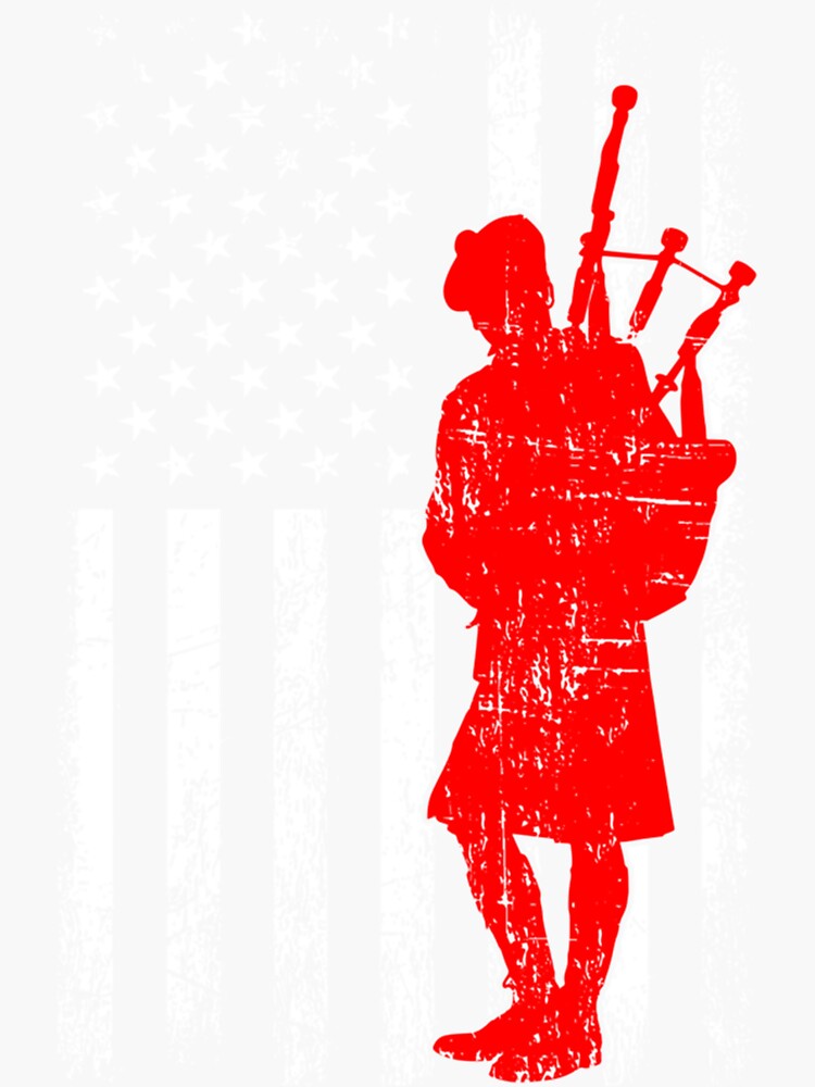 "Bagpiper American Flag Scottish Bagpiper Classic T-Shirt" Sticker by ...