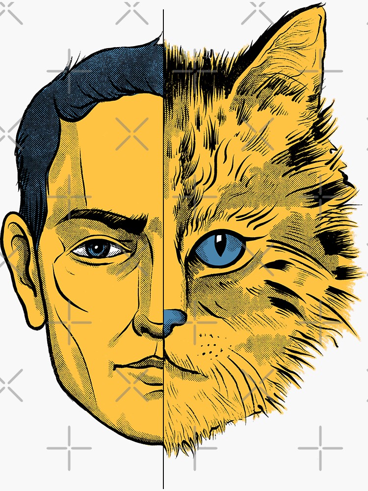 "Human Cat Face" Sticker for Sale by RGB-Ginger | Redbubble