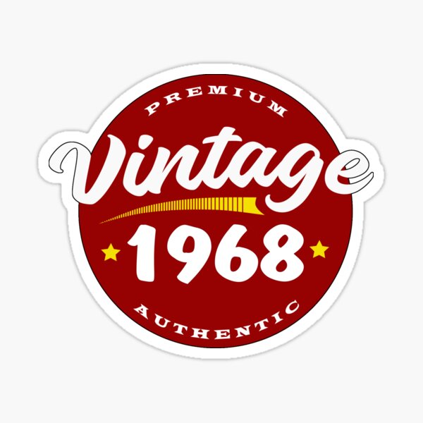 "Vintage 1968" Sticker by Marshmallow-Sky | Redbubble