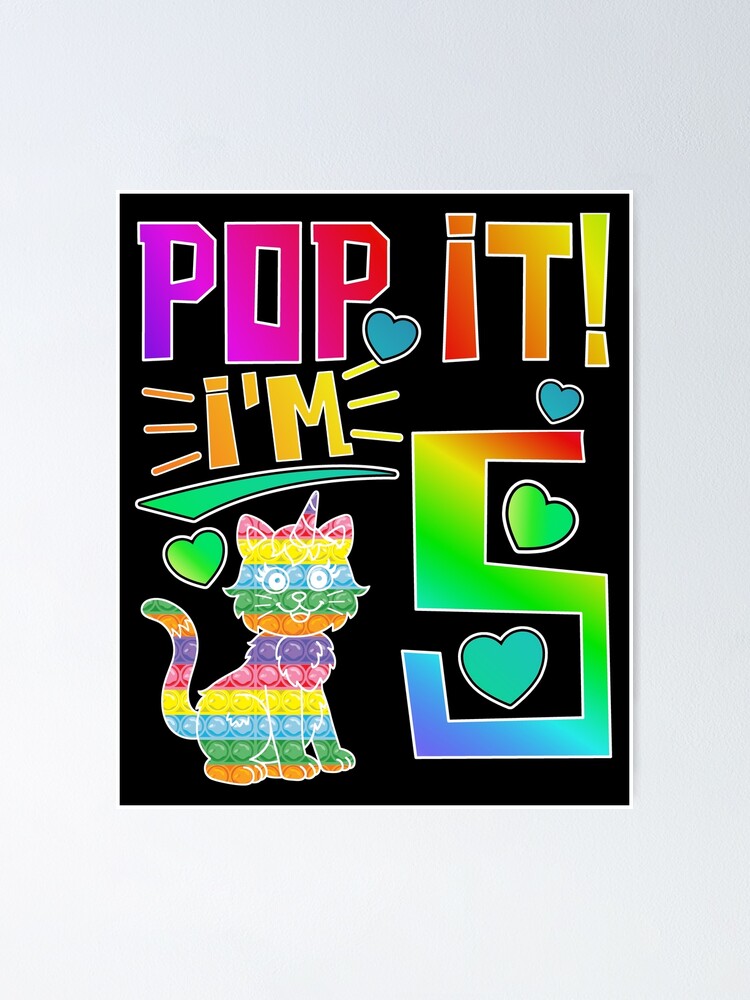 "Kids Pop It 5th Birthday Kitty Cat Girls Boys Five Years Old Fidget ...