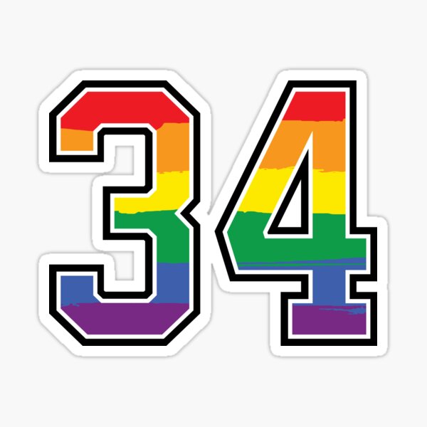 "Number 34 Rainbow LGBT pride thirty four" Sticker for Sale by ...