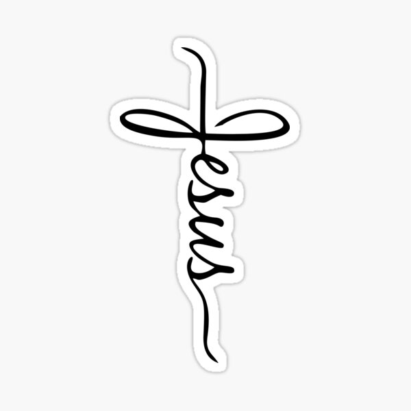 Pegatina «Diseño de cruz cursiva de Jesús» de carlasader | Redbubble