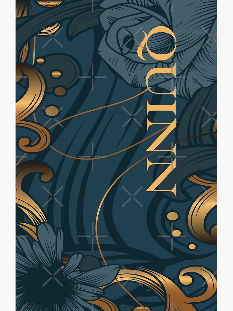 "Gift for Quinn birthday, name, Quinn personalised blue gold" Sticker ...