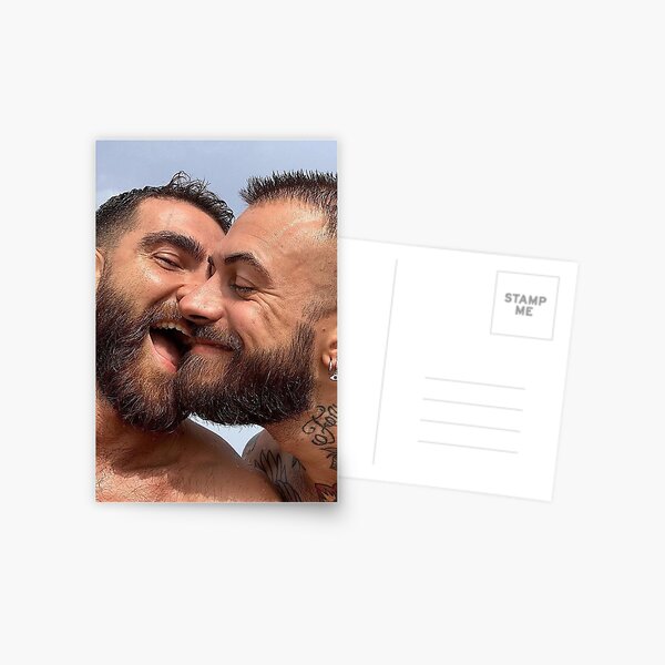 Romantic Happy Bearded Gay Couple Kissing Homoerotic Love Love Is Love Postcard By Nude Zone