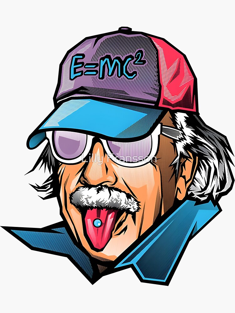 "Cool Albert Einstein" Sticker by Lily-Pinkbubble | Redbubble