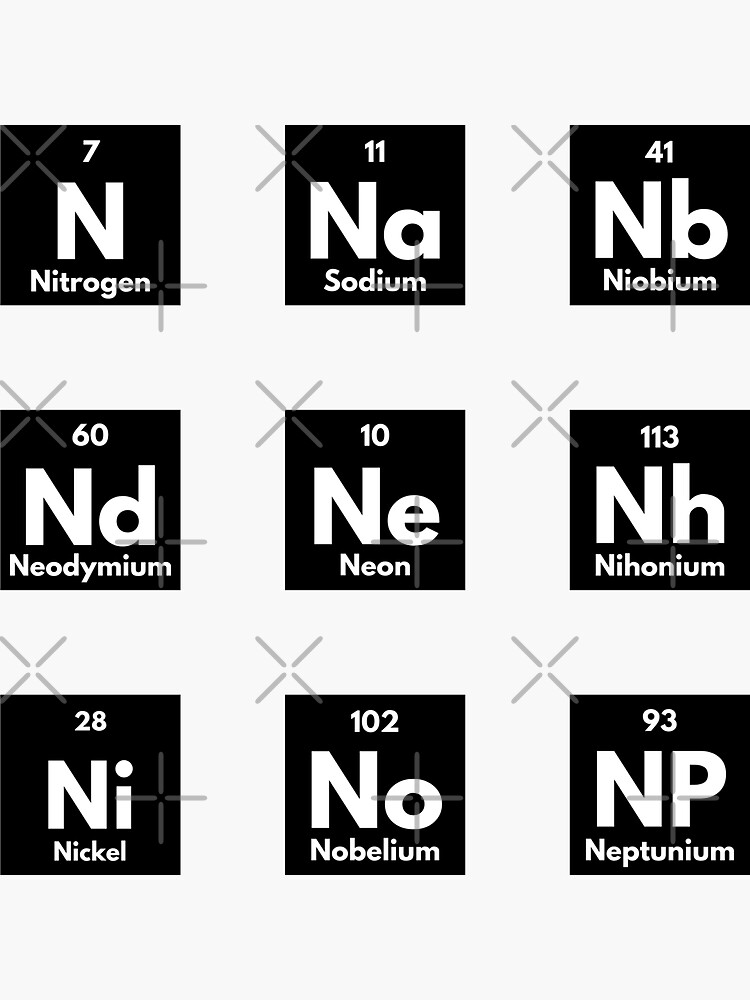"Periodic Table Symbols| Letters N - NP" Sticker for Sale by ...