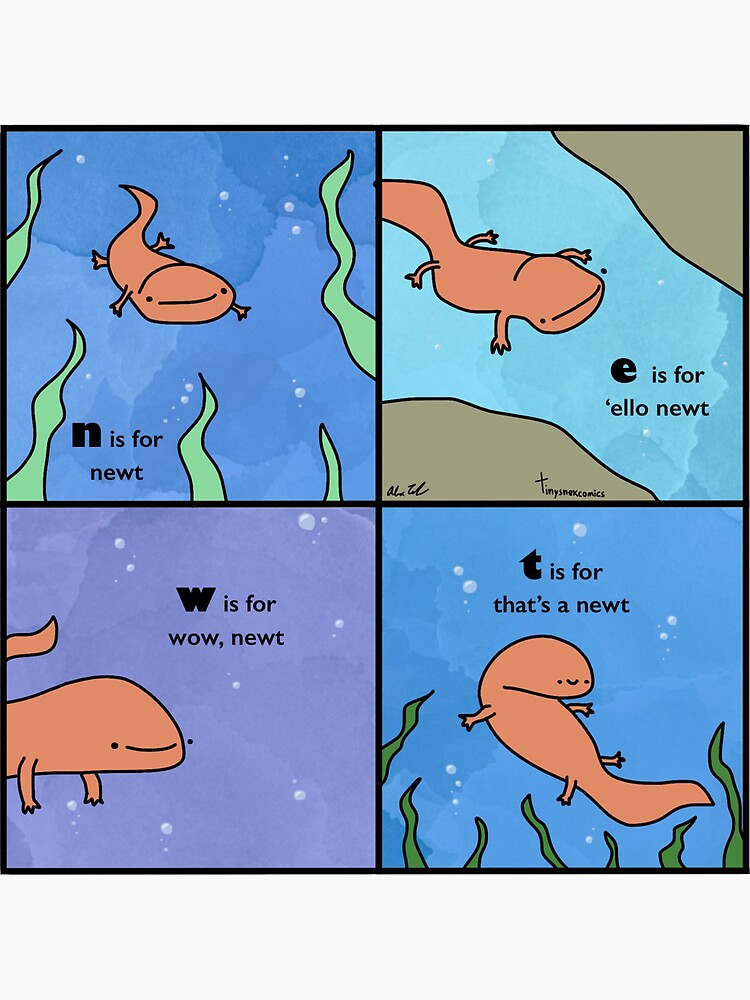 "Newt Poem - Tiny Snek Comics" Sticker for Sale by acohen110 | Redbubble