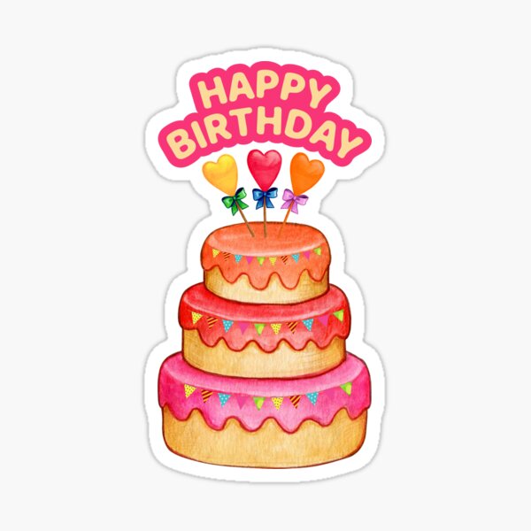 "Happy Birthday Cake" Sticker for Sale by MyStickerStudio | Redbubble