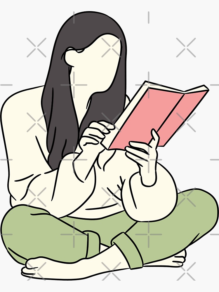 "girl reading a book" Sticker by ozgeozoglu | Redbubble