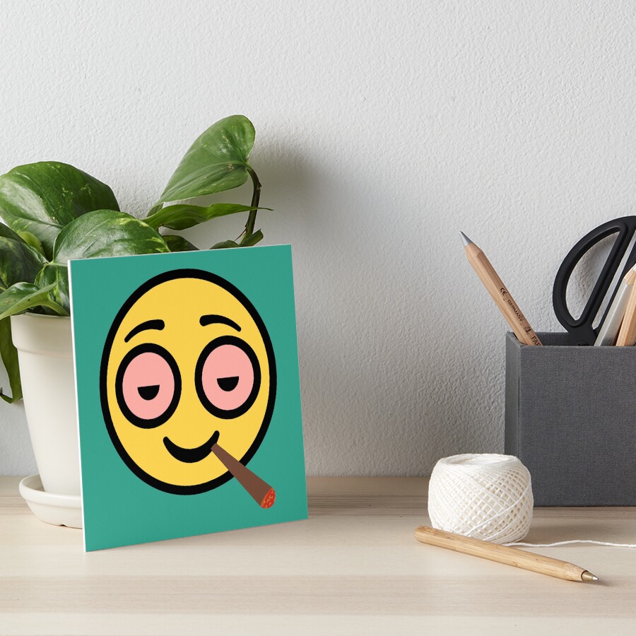 "Cute Smiley Face/Emoji with Bloodshot Eyes and a Blunt Design 420/Weed ...