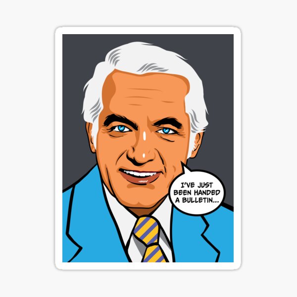"Bulletin (Ted Baxter)" Sticker by BLVDdesign | Redbubble