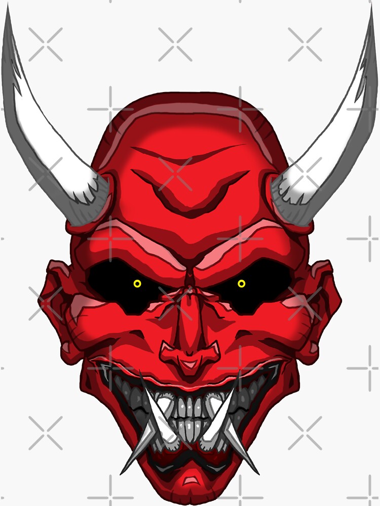 "Japanese Oni Mask 2" Sticker by TVMdesigns | Redbubble