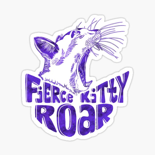 "Fierce Kitty ROAR [Purple]" Sticker by RC-aRtY | Redbubble