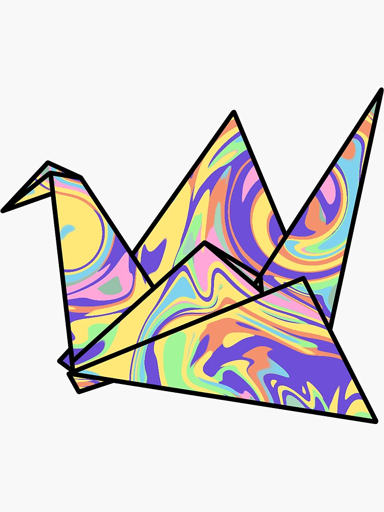 "Trippy origami" Sticker for Sale by rubebee | Redbubble
