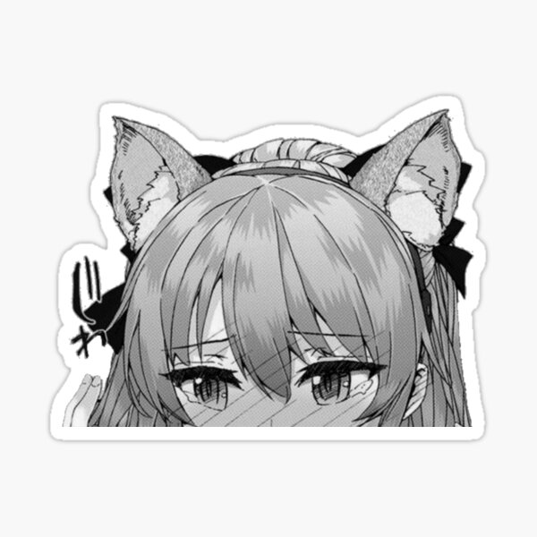 "Anime cat girl peeker " Sticker for Sale by Imnxthoney | Redbubble