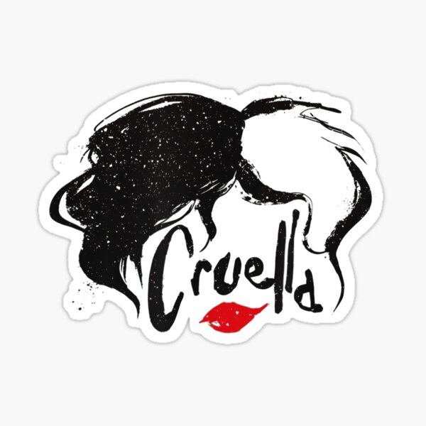 "Cruella Hair & Lips Logo" Sticker by n4naa | Redbubble