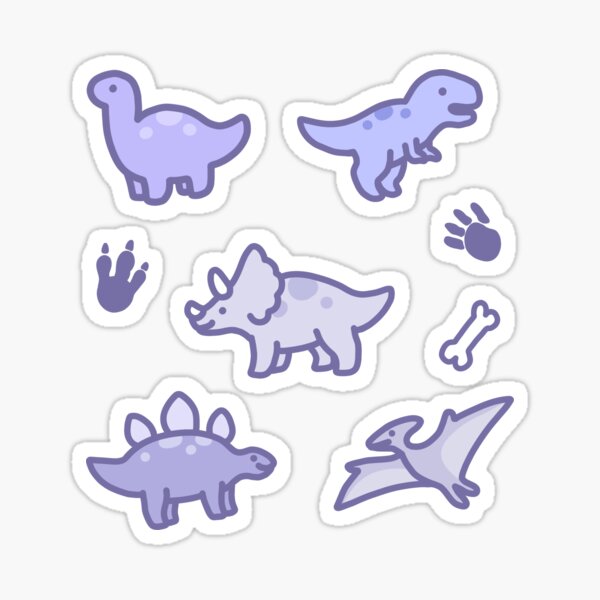"Purple Chibi Dinosaurs" Sticker by MooMilkz | Redbubble