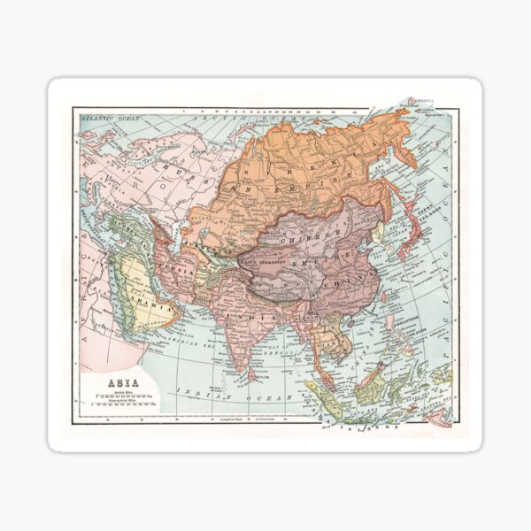 "Vintage Map of Asia" Sticker for Sale by IndigoTDesigns | Redbubble