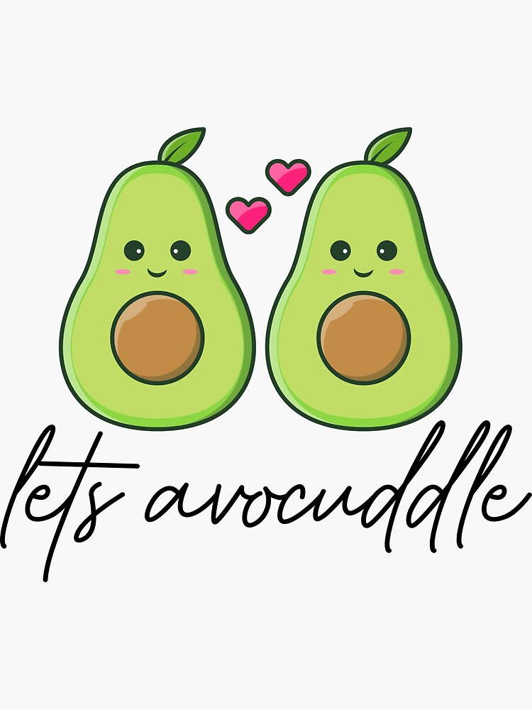 "Lets Avocuddle - Funny Avocado Pun Design" Sticker by QueenBeeTees ...