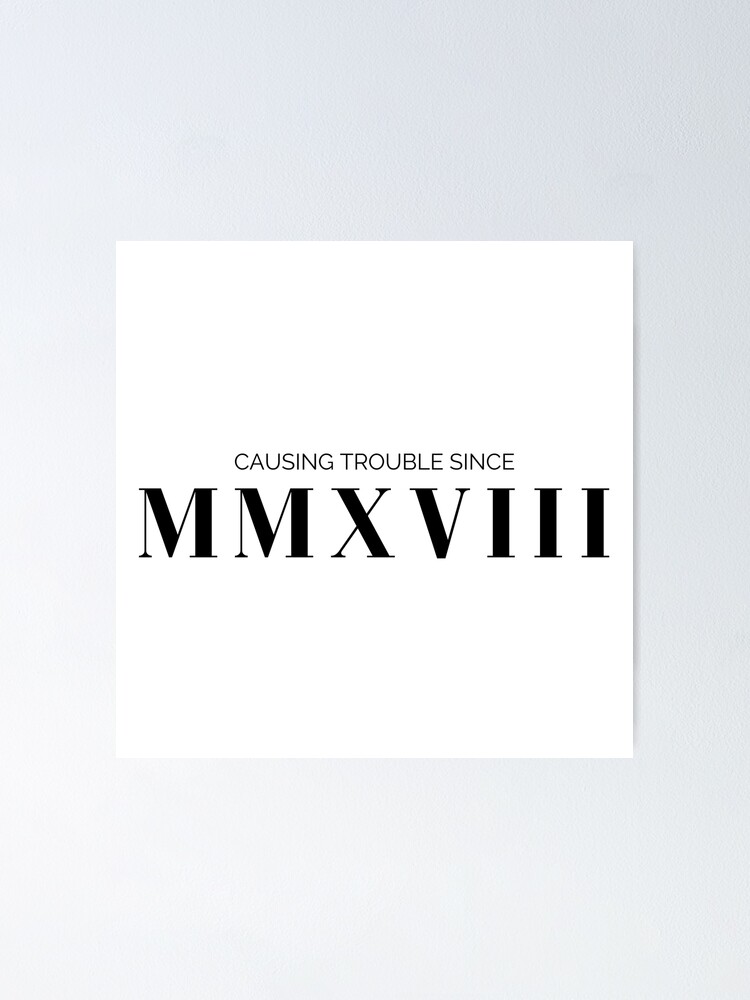 "Causing trouble since 2018 (black letters) " Poster for Sale by my ...