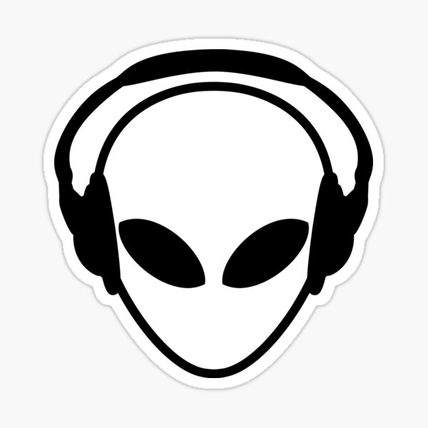 "Alien In The Headphones" Sticker by Nyoibou | Redbubble