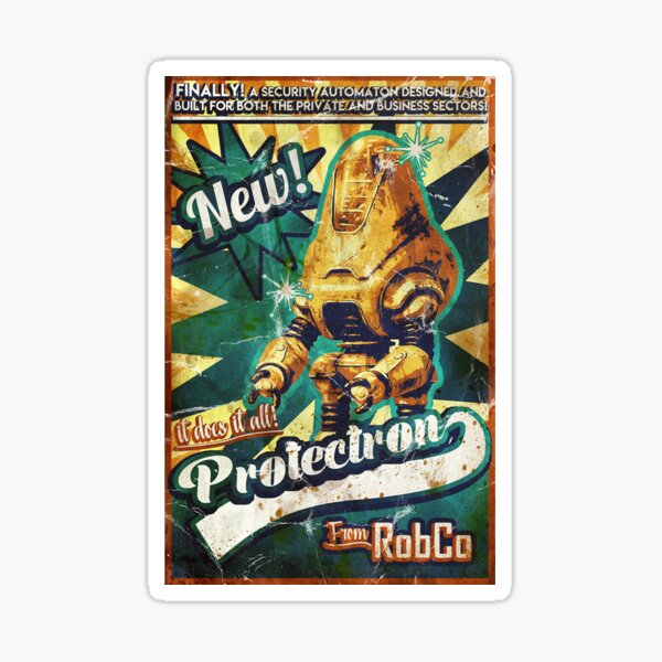 "Protectron Ad Classic" Sticker by TINADAWKINS | Redbubble