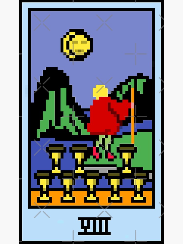 "Wait, is this pixel art tarot? Pink - Minor Arcana 'Eight of Cups ...