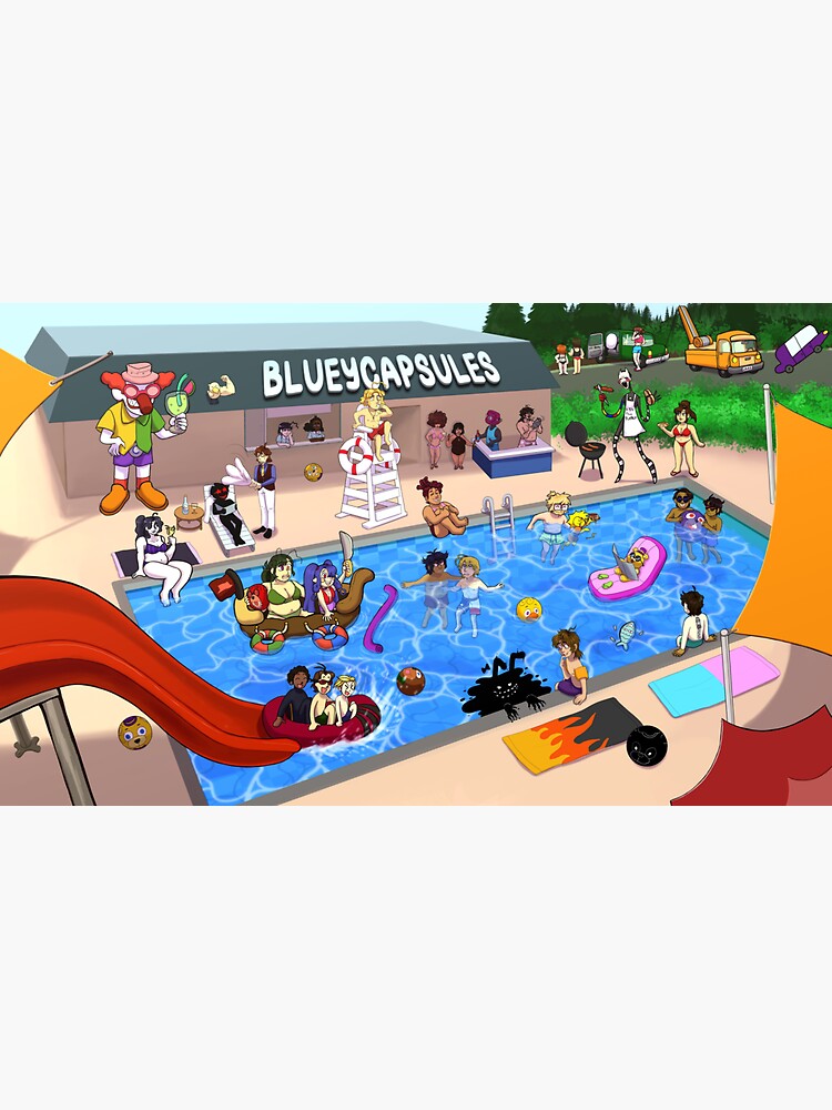 "Swimming Pool Bluey" Sticker by dorissimpson | Redbubble