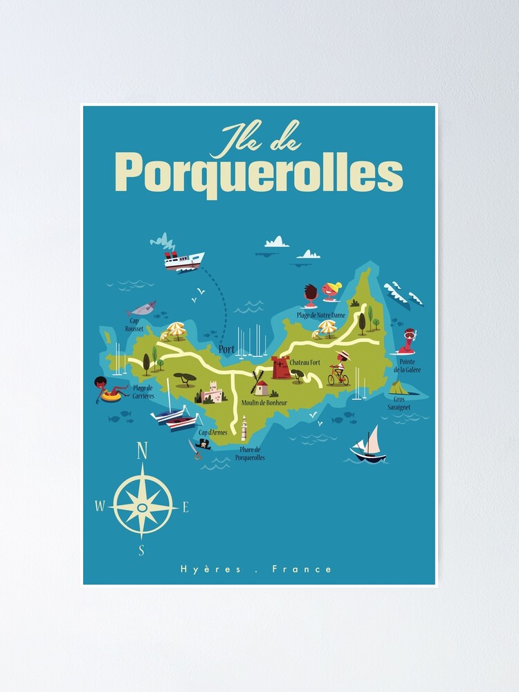 "Ile de Porquerolles Map " Poster for Sale by Gary Godel | Redbubble