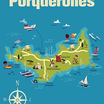 "Ile de Porquerolles Map " Poster for Sale by Gary Godel | Redbubble