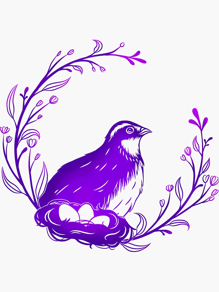 "Purple and pink quail" Sticker by ScaraDoodles | Redbubble