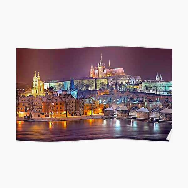 "Prague night view" Poster for Sale by TravelandArt | Redbubble