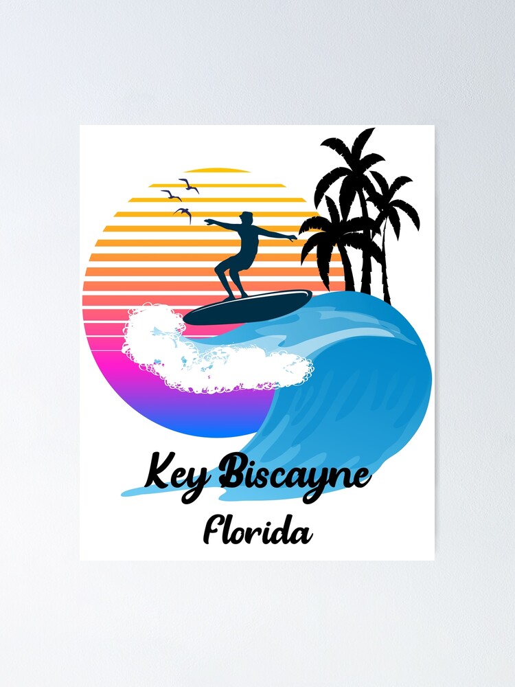 "Key Biscayne Florida Seaside Retro Sunset" Poster for Sale by ...