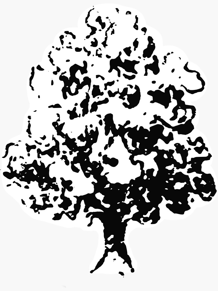 "An ink tree in white" Sticker by see-the-fox | Redbubble