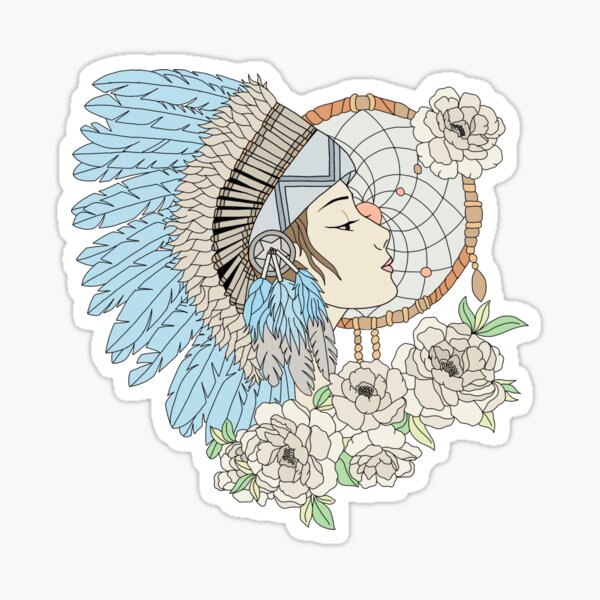 "Native American Woman" Sticker by paviash | Redbubble