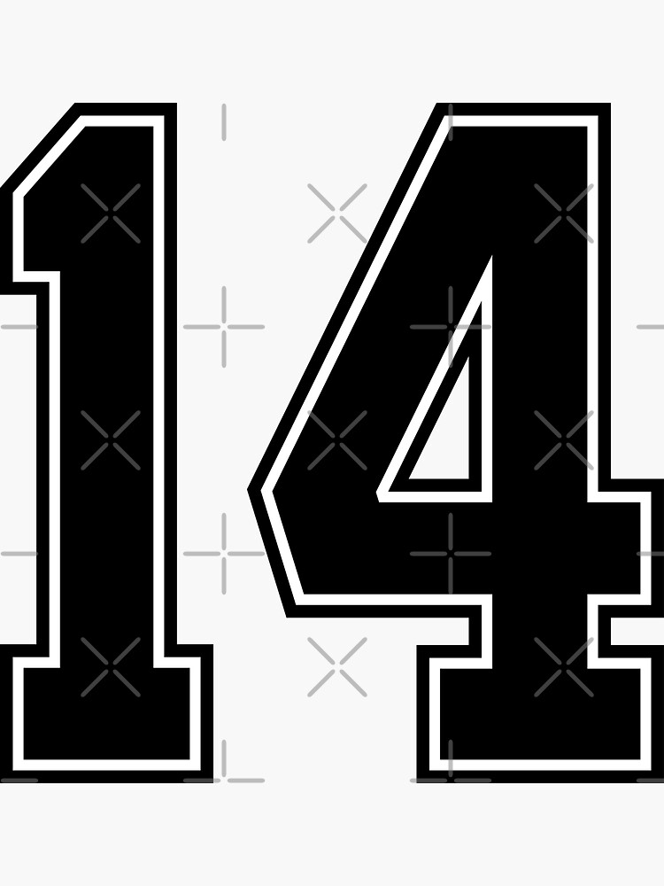 "Black Number 14 lucky sports jersey fourteen" Sticker by HeavyStyle ...