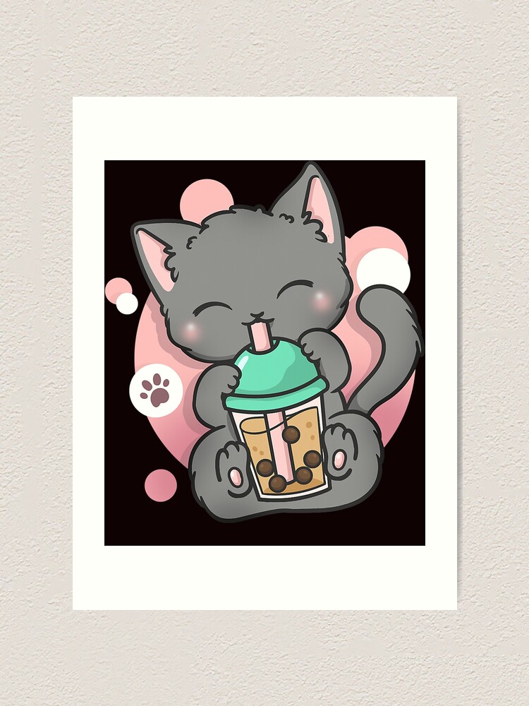 Cat Boba Tea Bubble Tea Anime Kawaii Neko Art Print For Sale By
