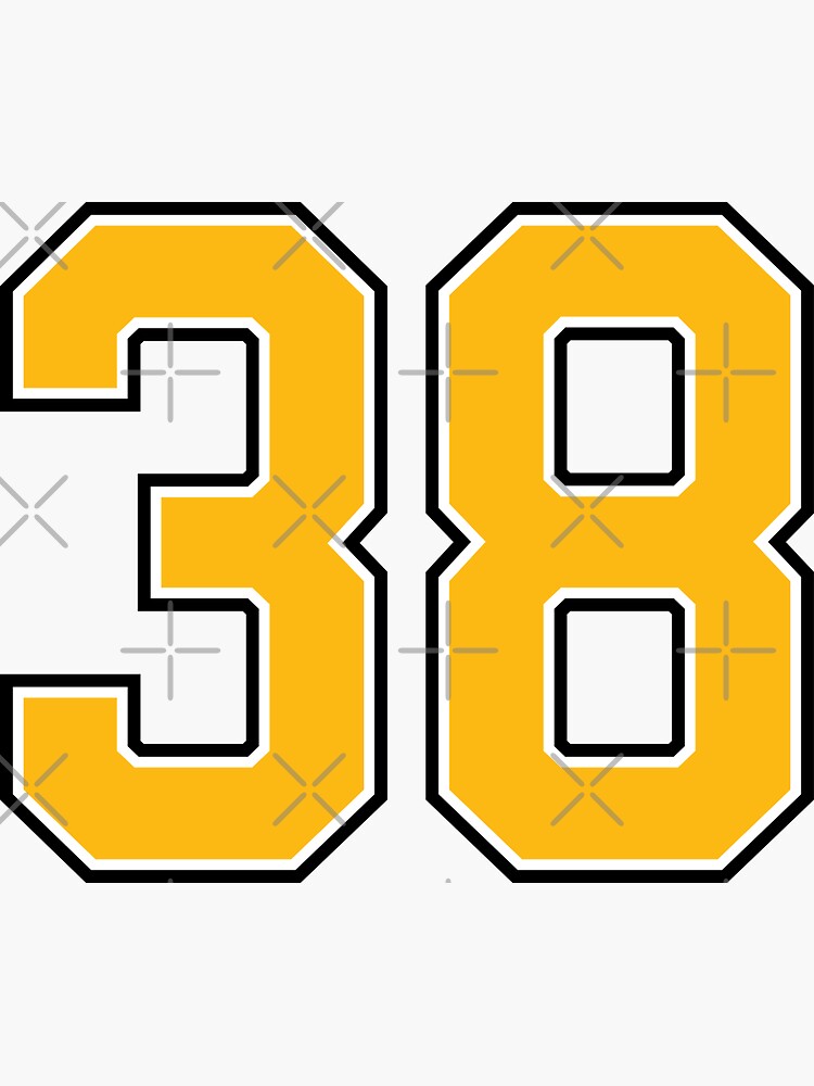"Yellow Number 38 lucky sports jersey thirty eight" Sticker by ...