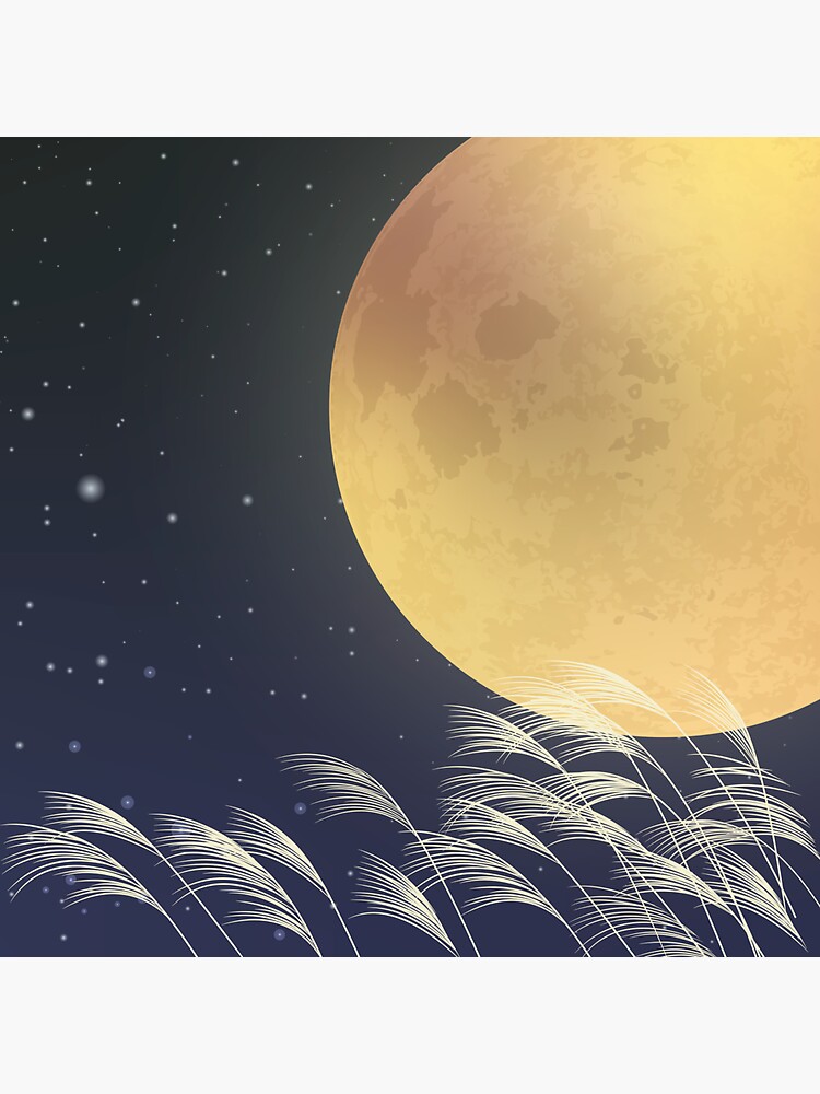 "Japanese Moon" Sticker by Art-Zhela | Redbubble