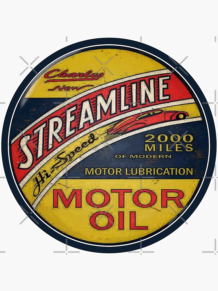 "Streamline Motor Lubrication Oil Vintage Sign" Sticker for Sale by ...