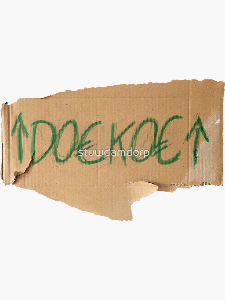 Pegatina «Tablero de protesta de cartón con la palabra doekoe y flechas ...