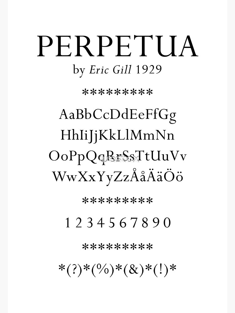 "SUPERCOOL TYPOGRAPHY T-SHIRT POSTER PERPETUA ERIC GILL 1929" Poster by ...