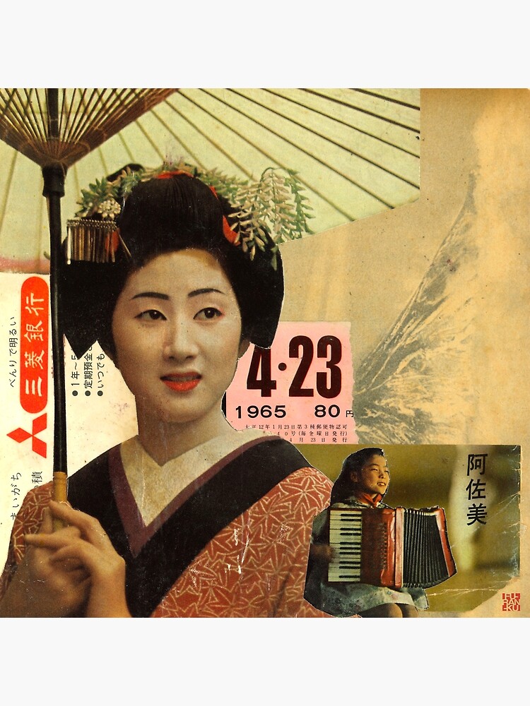"Vintage Geisha With Umbrella Collage" Art Print for Sale by ...