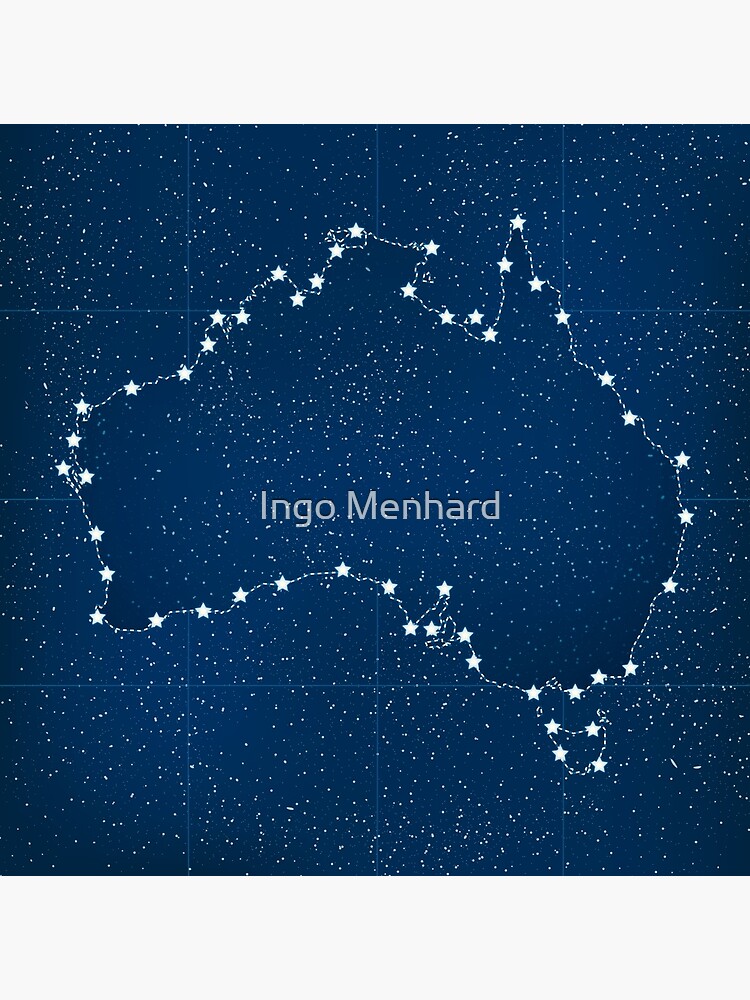 Lámina fotográfica «Mapa de Australia con estrellas en la ilustración ...