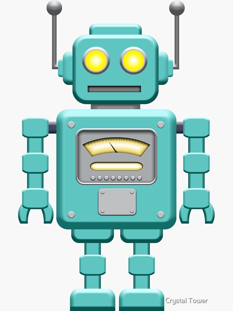 "Retro Turquoise Toy Robot" Sticker by JayLeeArt | Redbubble