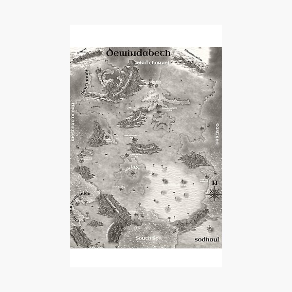 Lámina fotográfica «Mapa de Dewindabeth: blanco y negro» de Barnsally ...