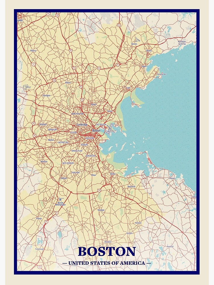 Lámina fotográfica «Impresión del mapa de la ciudad de Boston, cartel ...