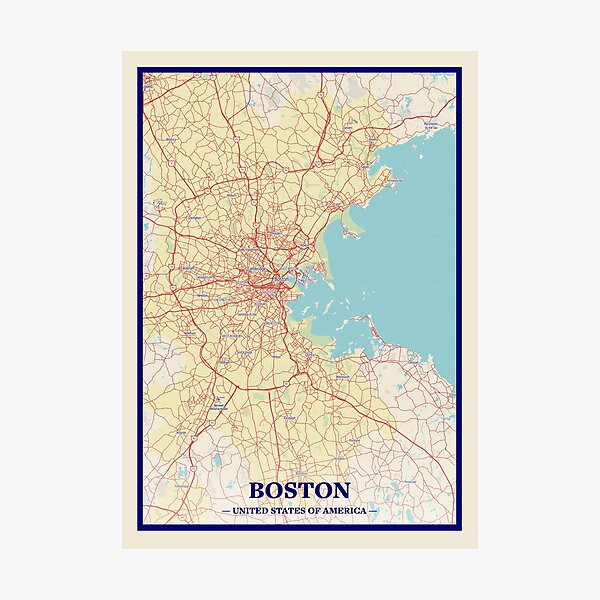Lámina fotográfica «Impresión del mapa de la ciudad de Boston, cartel ...